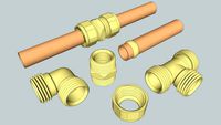 Copper pipe fittings 3d model